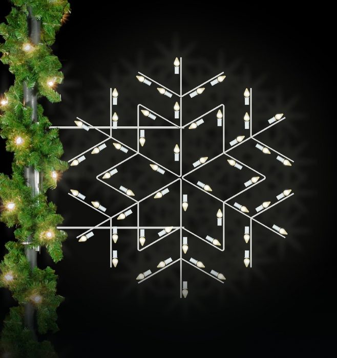 Silhouette Star Snowflake Pole Mount - Holiday Outdoor Decor