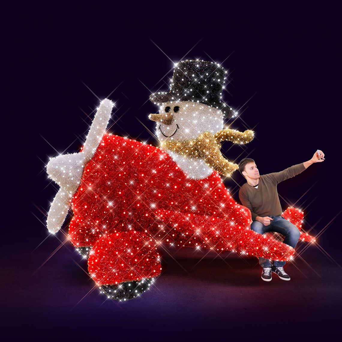 Karl Flying Snowman W/ Seat Ground Display | Holiday Outdoor Decor