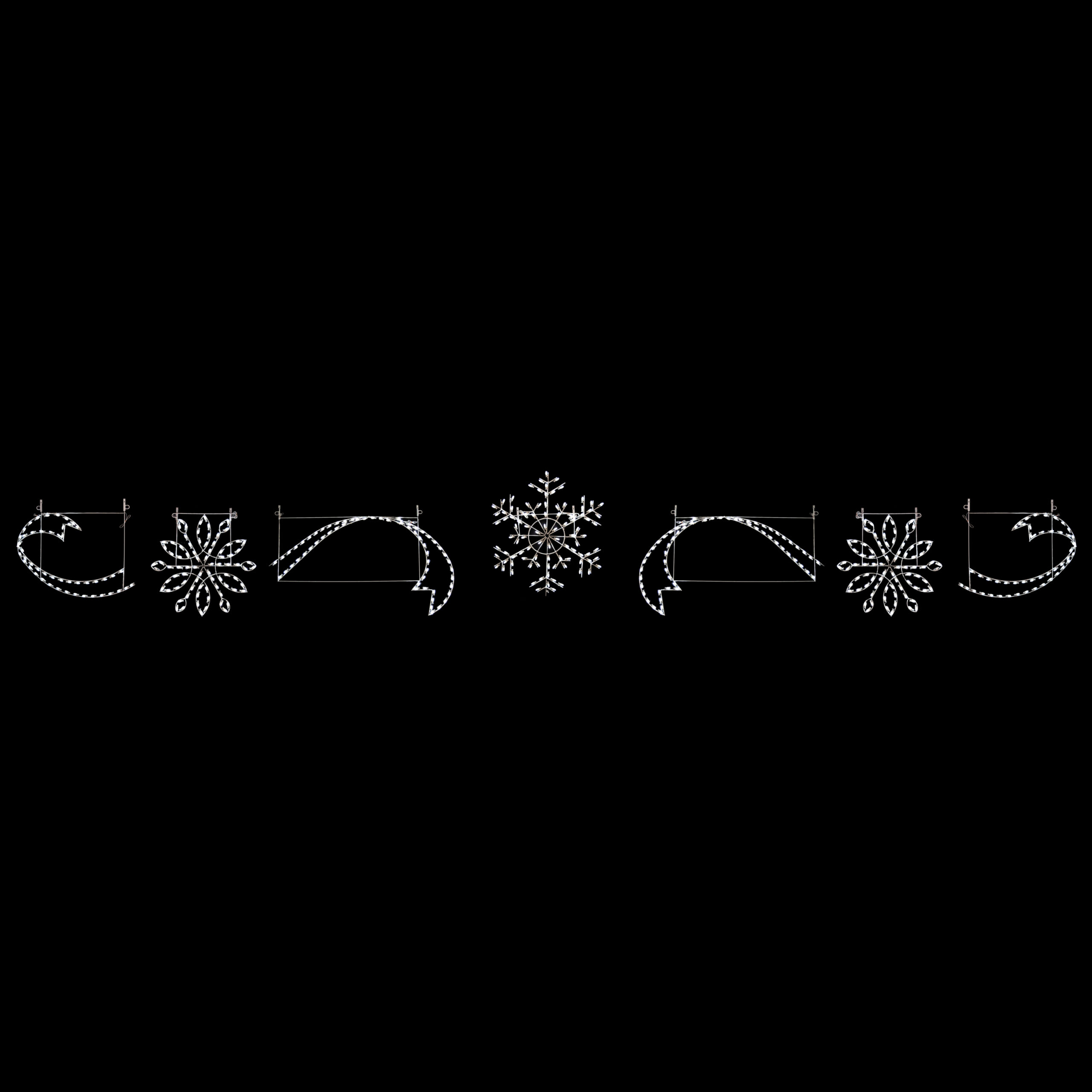 Snowflake & Ribbon Skyline Display | Holiday Outdoor Decor